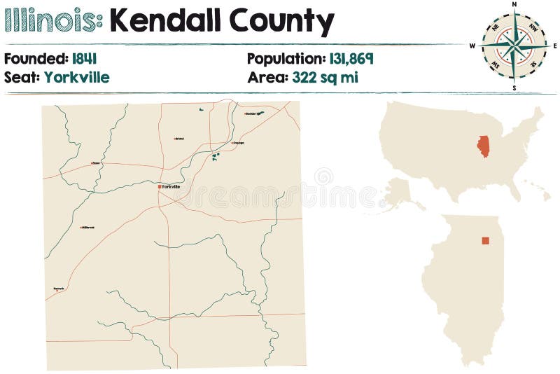 Kendall County Map Stock Illustrations – 19 Kendall County Map Stock ...