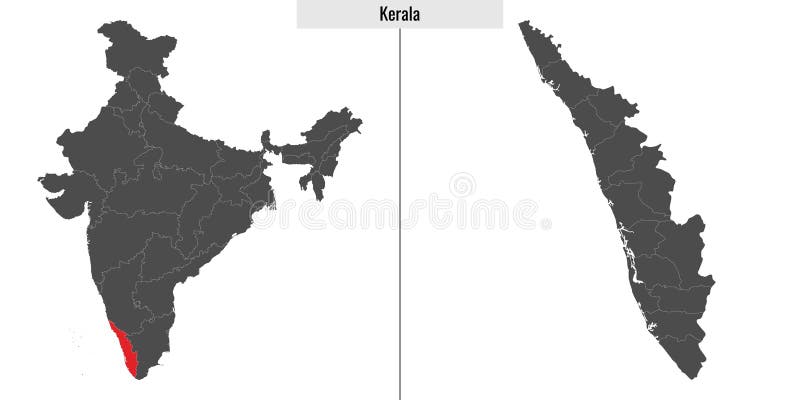 Map of Kerala State of India Stock Vector - Illustration of overview ...