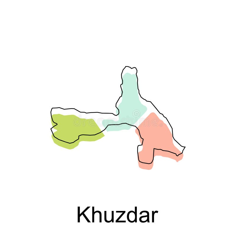 Map of Khuzdar Geometric Colorful Illustration Design Template ...