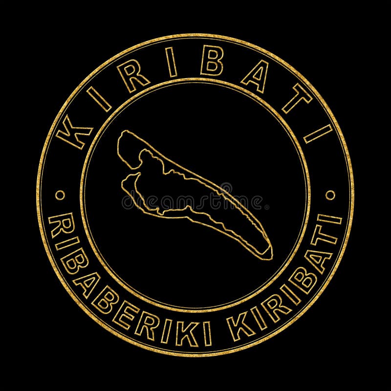 Map of Kiribati, Golden Stamp Black Background Stock Illustration ...