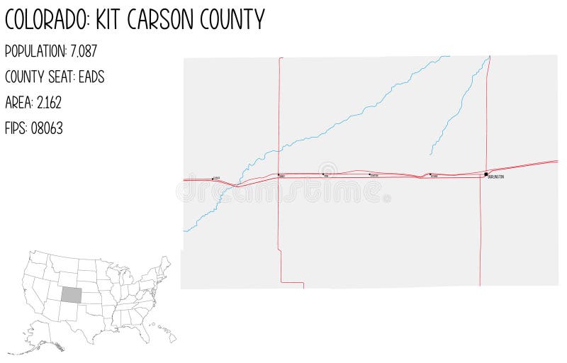 Map of Kit Carson County in Colorado, USA Stock Vector - Illustration ...