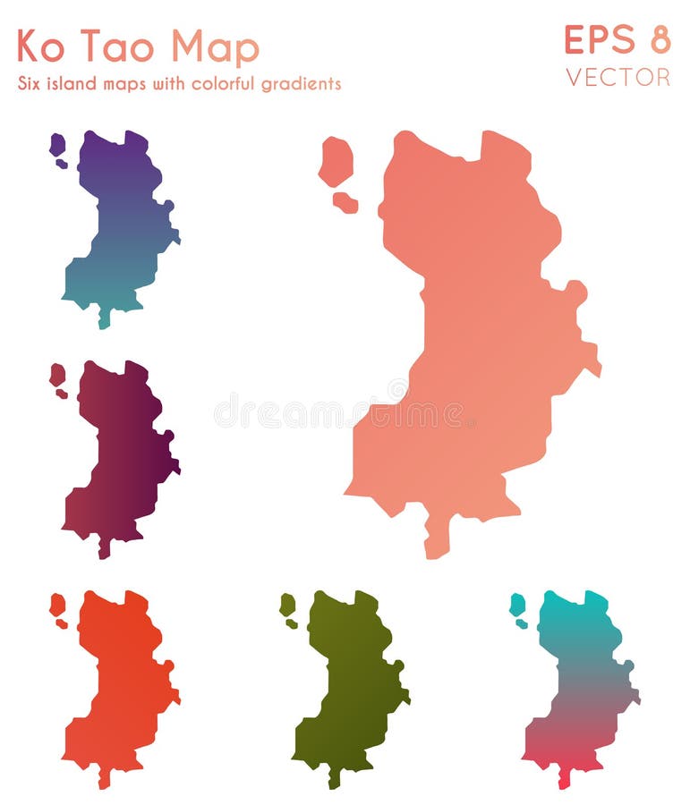 Map of Ko Tao with Beautiful Gradients. Stock Vector - Illustration of ...