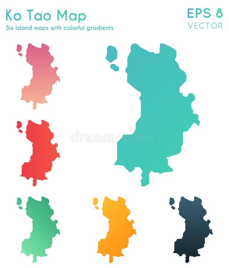 Map of Ko Tao with Beautiful Gradients. Stock Vector - Illustration of ...