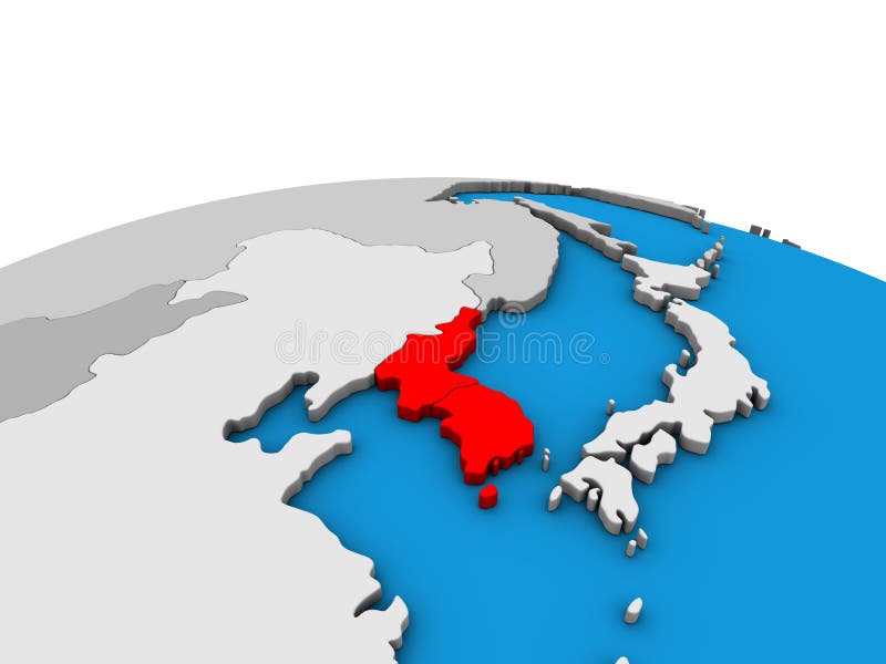 Map of Korea on 3D globe stock illustration. Illustration of korea ...