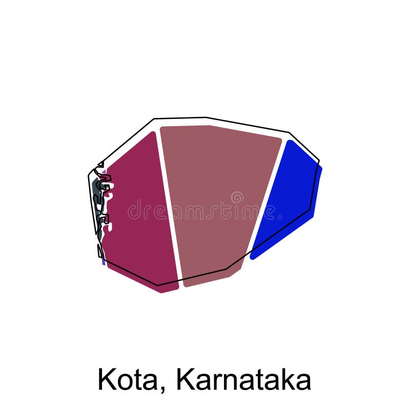 Map of Kota, Karnataka City Modern Simple Geometric, Illustration ...