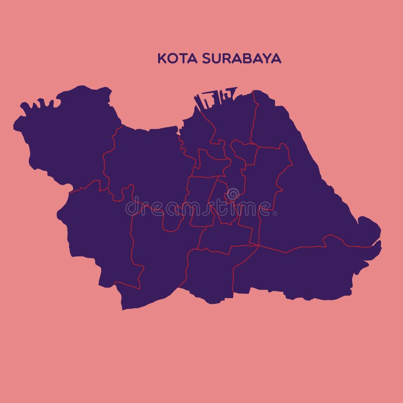 Map of Kota Surabaya. Vector Illustration Decorative Design Stock ...