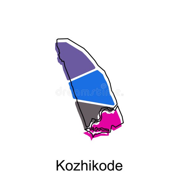 Map of Kozhikode City Modern Simple Geometric, Illustration Vector ...