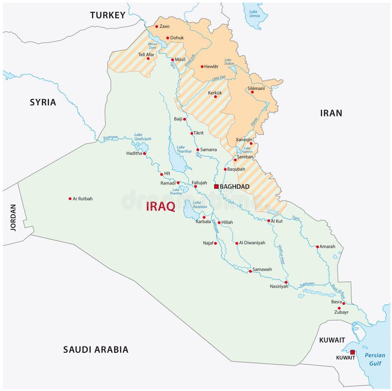 Map of the Kurdish Regions in Iraq Stock Vector - Illustration of ...