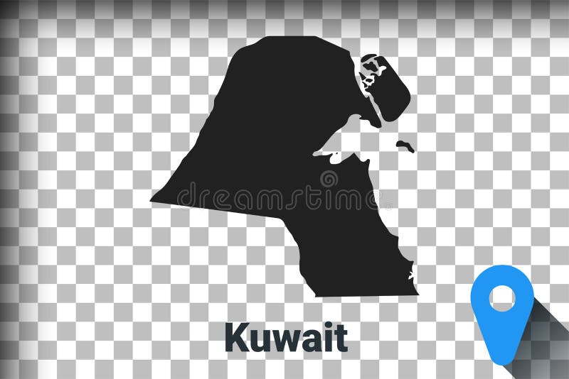 Map of Kuwait, Black Map on a Transparent Background. Alpha Channel ...