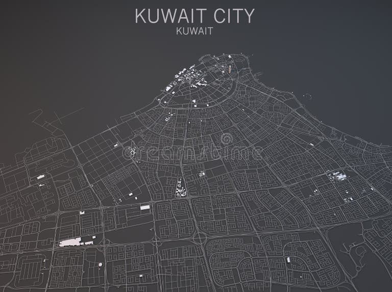 Map of Kuwait City, Kuwait, Satellite View Stock Illustration ...