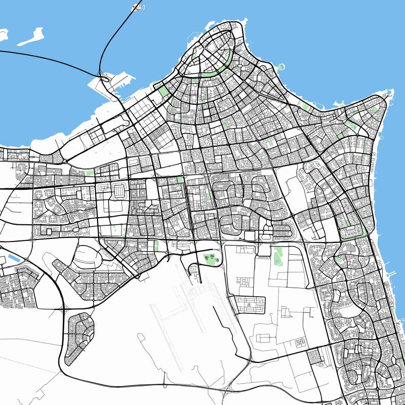 Map of Kuwait City. stock illustration. Illustration of circle - 307066783