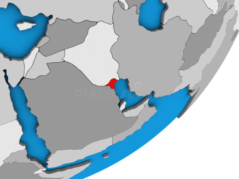 Map of Kuwait on 3D globe stock illustration. Illustration of countries ...