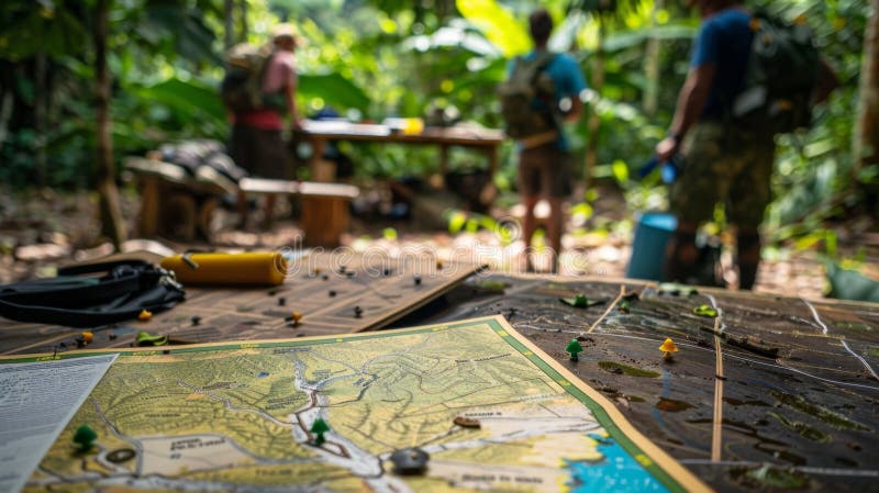 A Map Laid Out on a Makeshift Table Depicts the Various Trails and ...