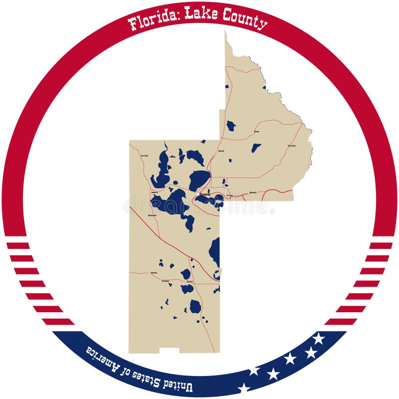 Map of Lake County in Florida, USA Stock Vector - Illustration of ...