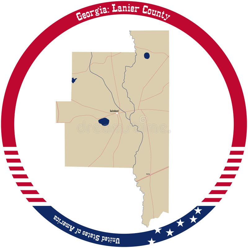 Map of Lanier County in Georgia, USA Stock Vector - Illustration of ...