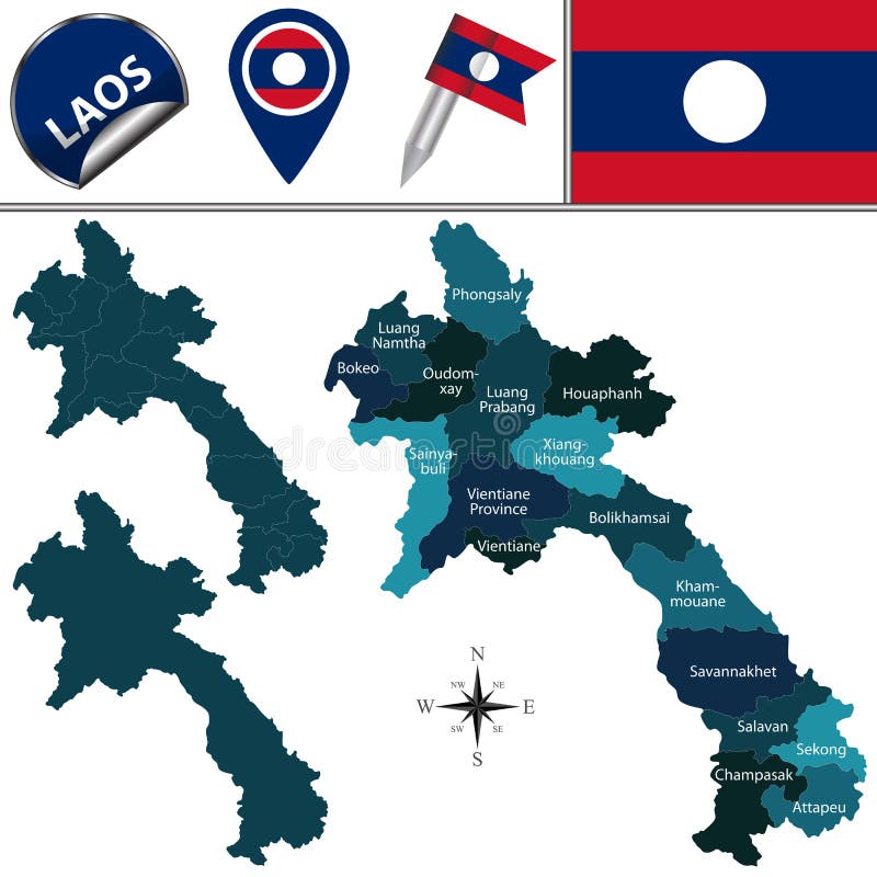 Map of Laos with Named Provinces Stock Vector - Illustration of ...