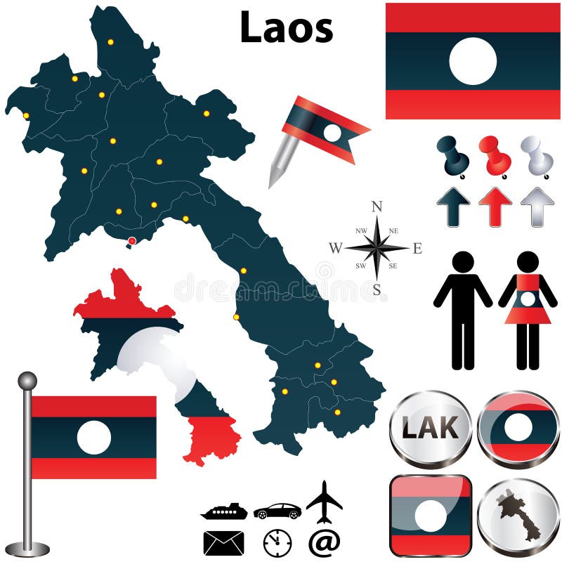 Map of Laos stock vector. Illustration of divisions, vientiane - 31159941