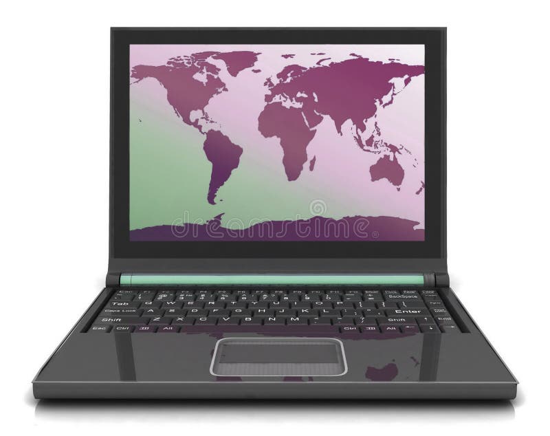 Map on laptop stock illustration. Illustration of connection - 17754535