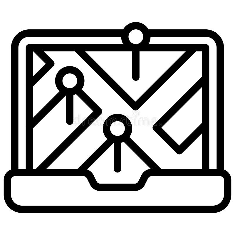 Map on Laptop Screen Icon, Location Map and Navigation Vector Stock ...