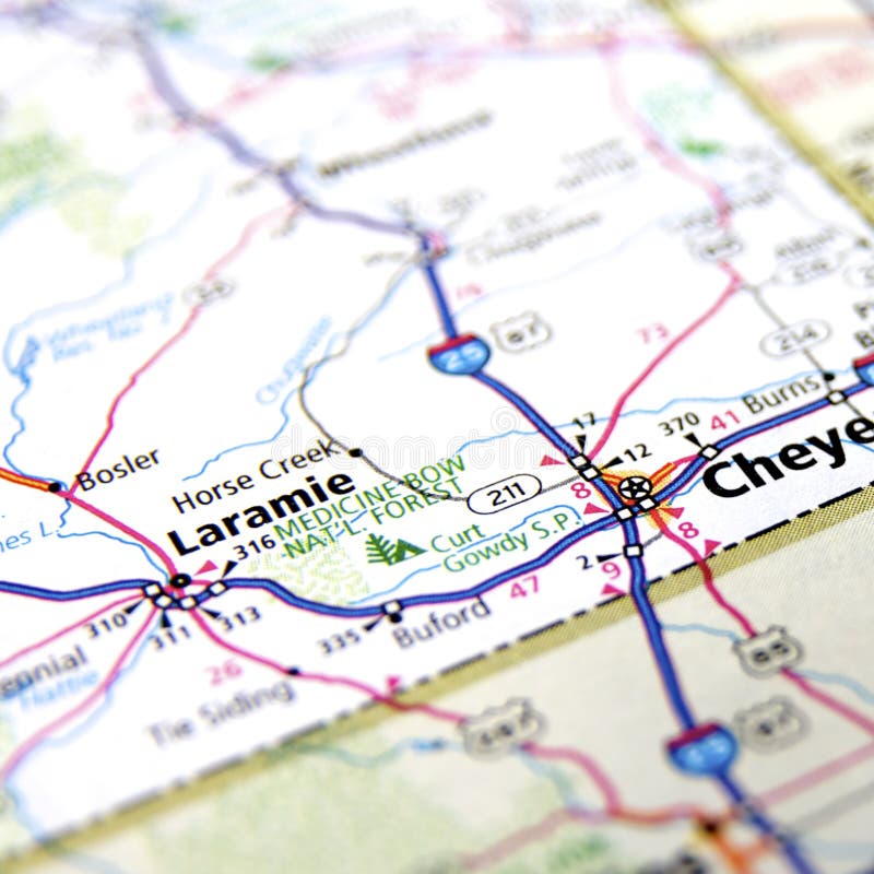 Map of Laramie stock photo. Image of american, cities - 42373988