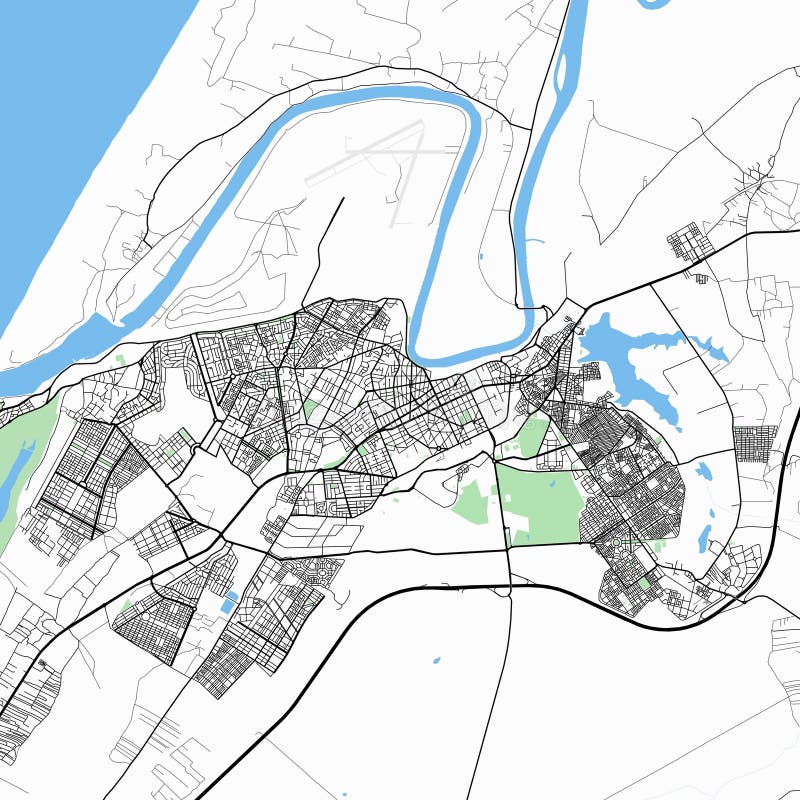 Map of the City of Kenitra. Stock Illustration - Illustration of plan ...