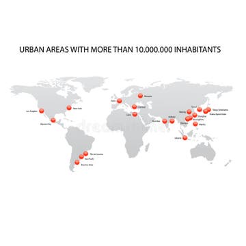 Map of Largest Cities of the World Stock Vector - Illustration of japan ...