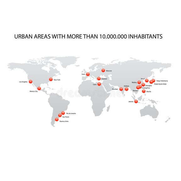 Map of Largest Cities of the World Stock Vector - Illustration of japan ...