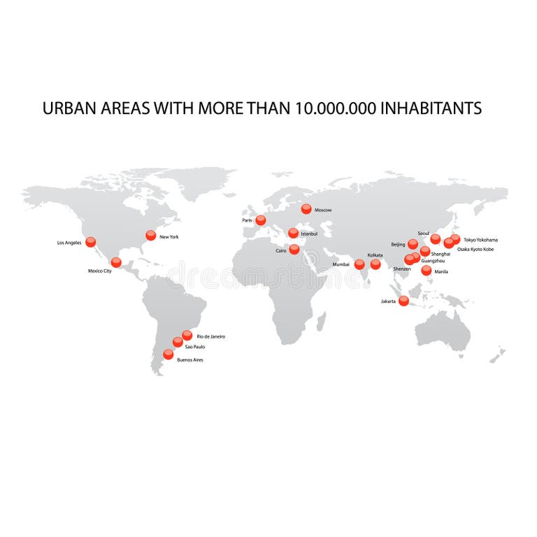 Map of Largest Cities of the World Stock Vector - Illustration of japan ...