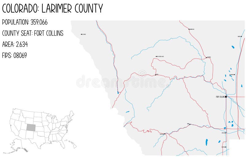 Map of Larimer County in Colorado, USA Stock Vector - Illustration of ...