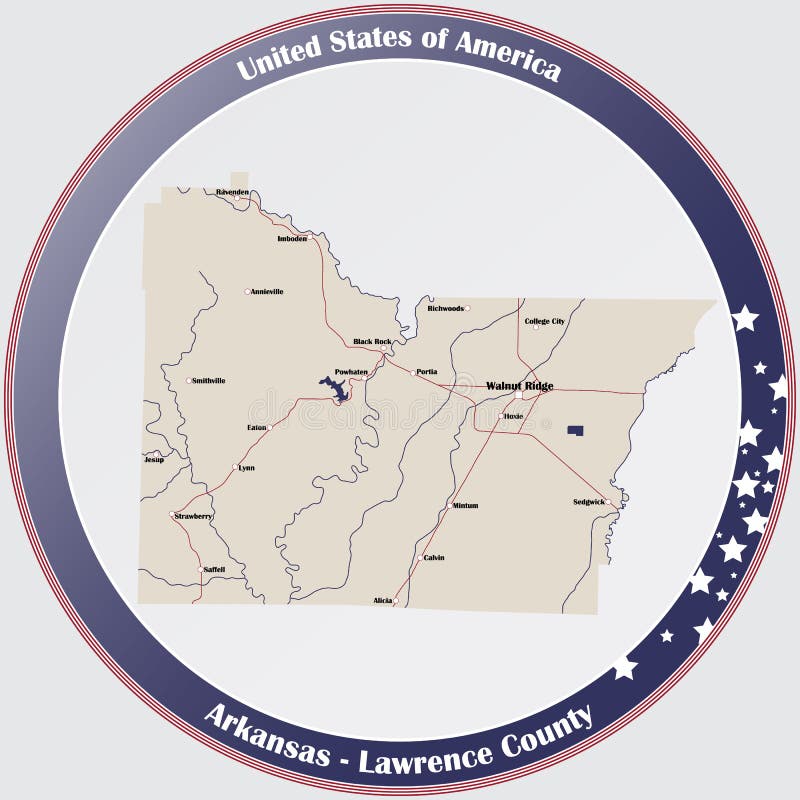 Arkansas, Lawrence County Map Stock Vector - Illustration of geography ...