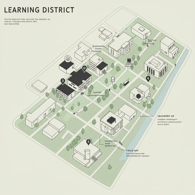 Map of a "Learning District" Rendered in an Isometric View. the Area ...