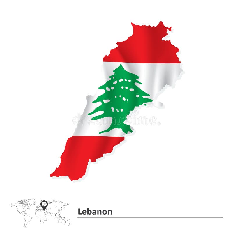 Map of Lebanon with flag stock vector. Illustration of government ...