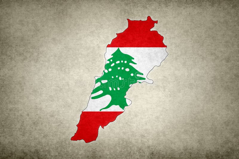 Map of Lebanon with Its Flag on a Paper Stock Illustration ...