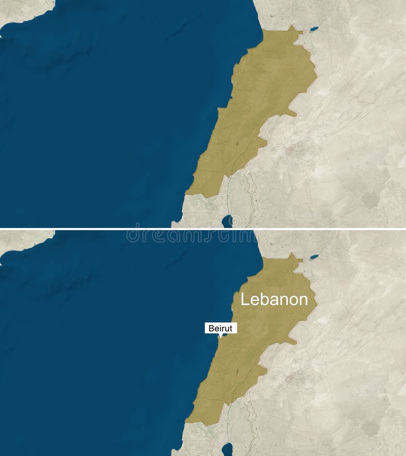 The Map of Lebanon with Text, Textless Stock Illustration ...