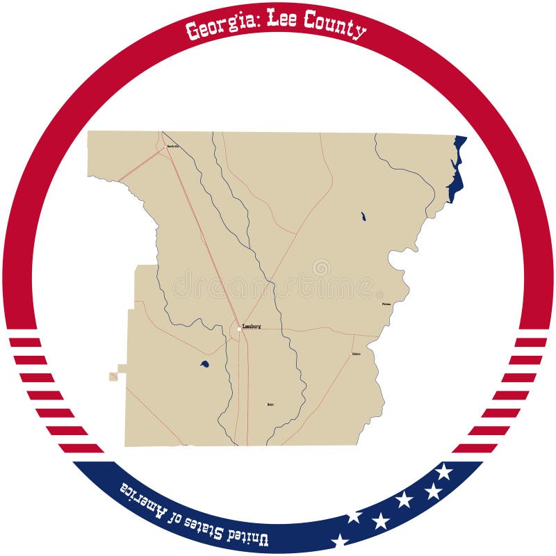 Map of Lee County in Georgia, USA Stock Vector - Illustration of ...