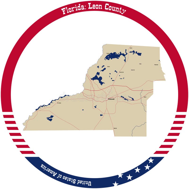 Map of Leon County in Florida, USA. Stock Vector - Illustration of ...