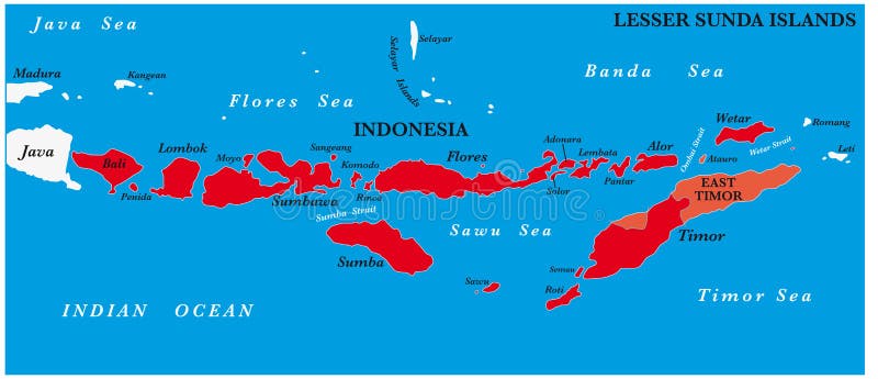 Map of the Lesser Sunda Islands in the Malay Archipelago Stock Vector ...