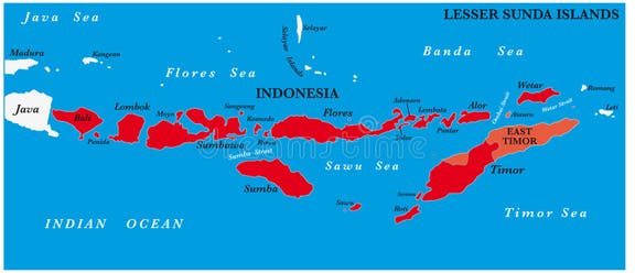 Map of the Lesser Sunda Islands in the Malay Archipelago Stock Vector ...