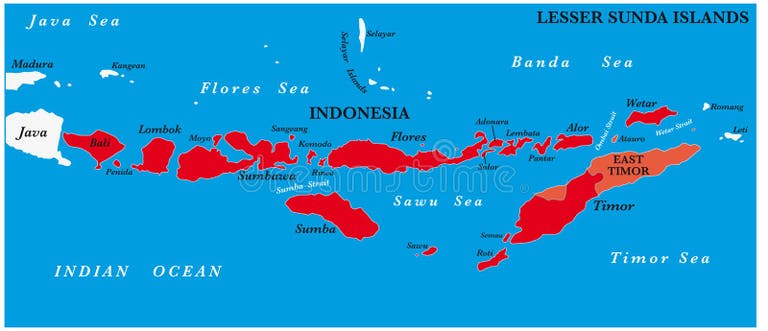 Map of the Lesser Sunda Islands in the Malay Archipelago Stock Vector - Illustration of province ...