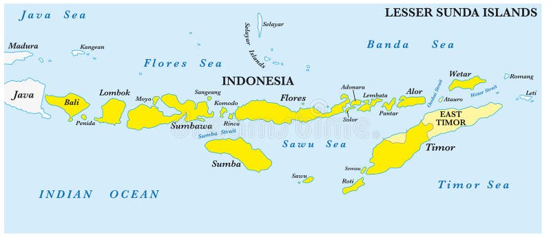 Map of the Lesser Sunda Islands in the Malay Archipelago 2 Stock Vector ...