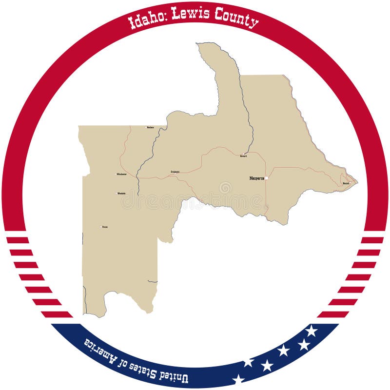 Map of Lewis County in Idaho, USA Stock Vector - Illustration of highway, idaho: 395020172