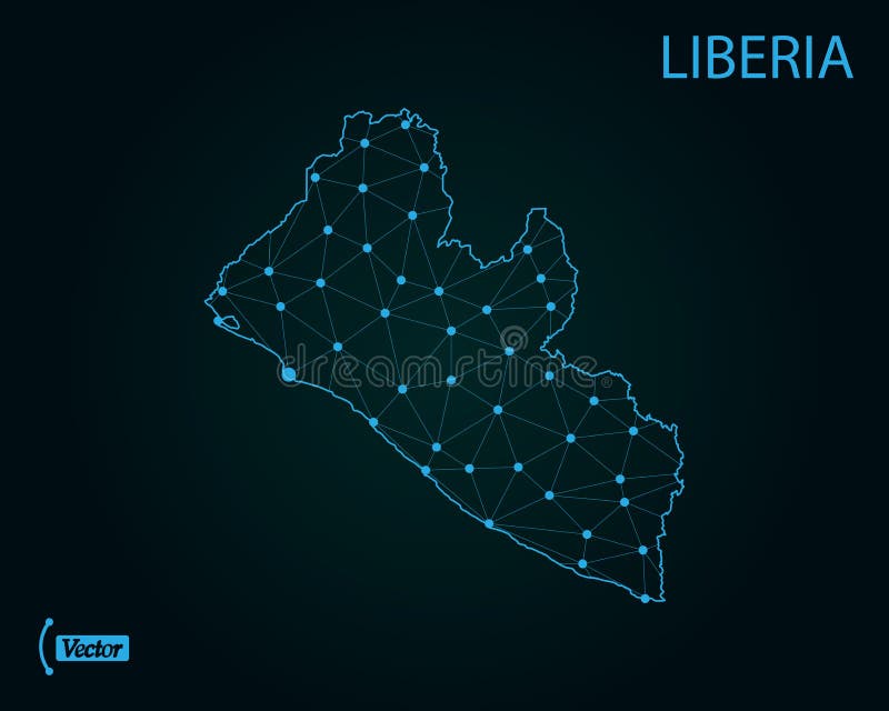 Liberia Vector Map Isolated On White Background High Detailed Black