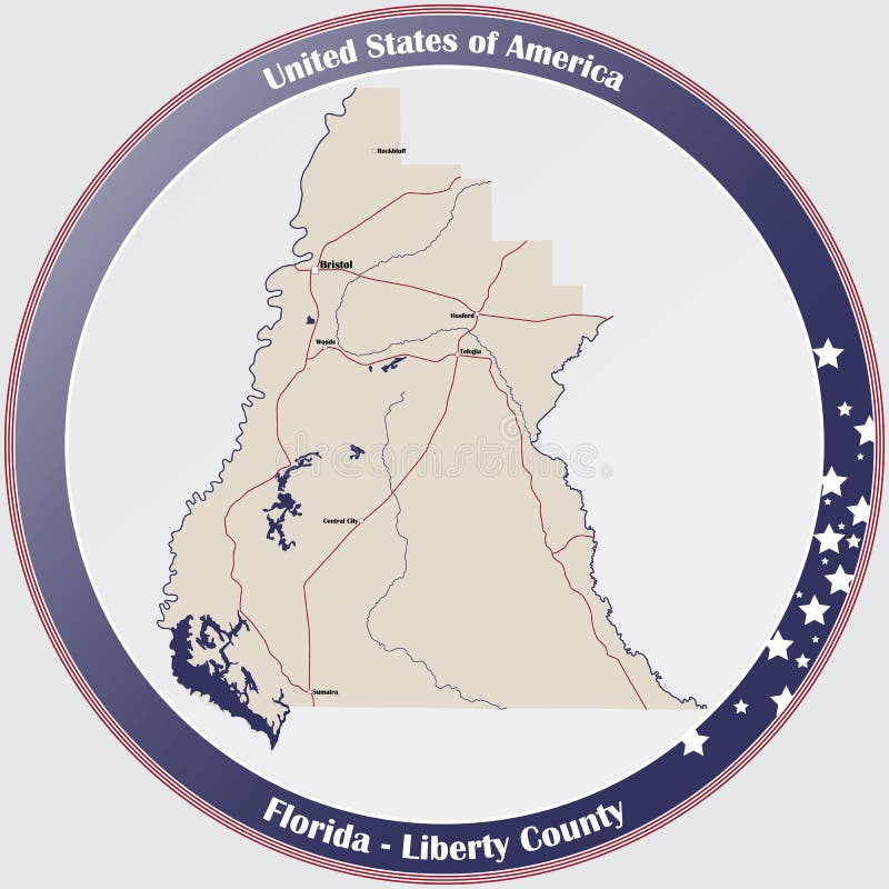 Map of Liberty County in Florida Stock Vector - Illustration of ...