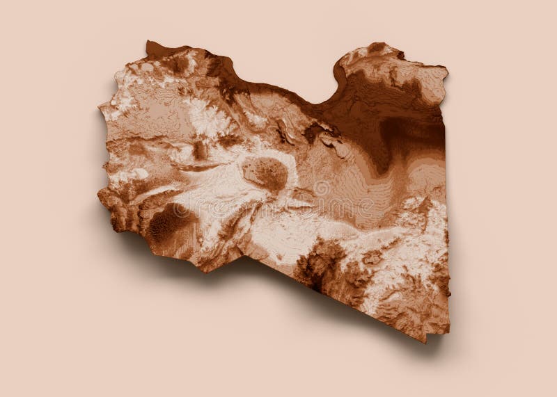 Map of Libya in Old Style, Brown Graphics in a Retro Style Vintage ...