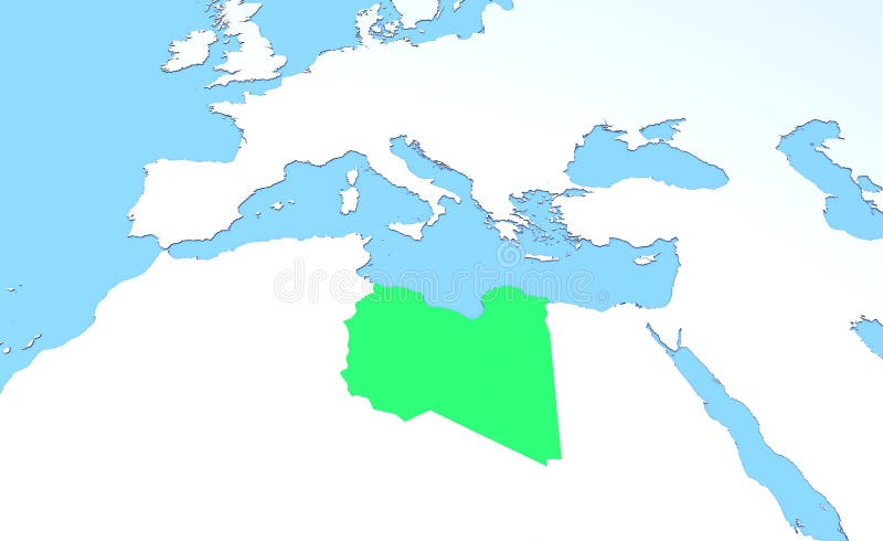Map Libya Raised, Green, 3d, Africa, Europe Stock Illustration ...