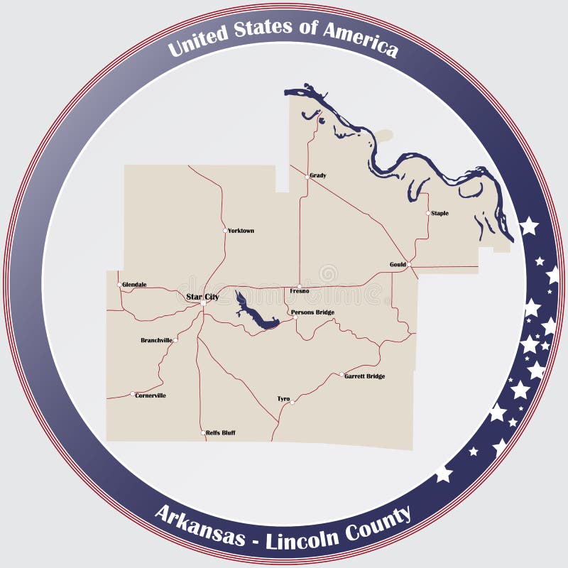 Map of Lincoln County in Arkansas Stock Vector - Illustration of ...
