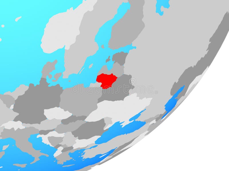 Map of Lithuania on globe stock illustration. Illustration of ...
