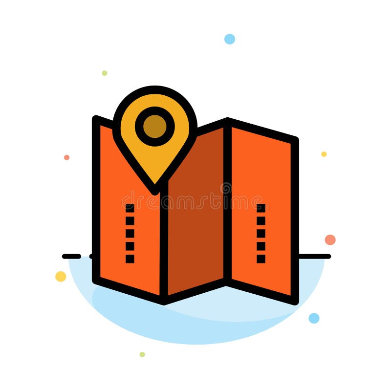 Map, Location, Directions, Location, Abstract Flat Color Icon Template ...