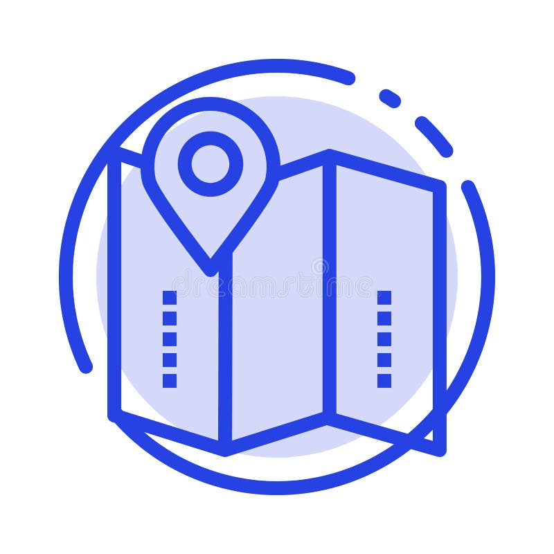 Map, Location, Directions, Location, Blue Dotted Line Line Icon Stock ...