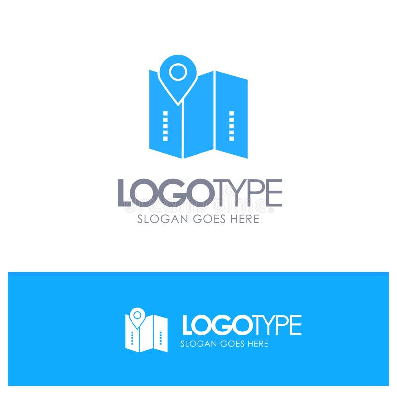 Map, Location, Directions, Location, Blue Solid Logo with Place for ...